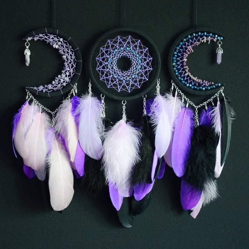 Handmade triple moon dream catchers from Julia | midnight-catchers.com