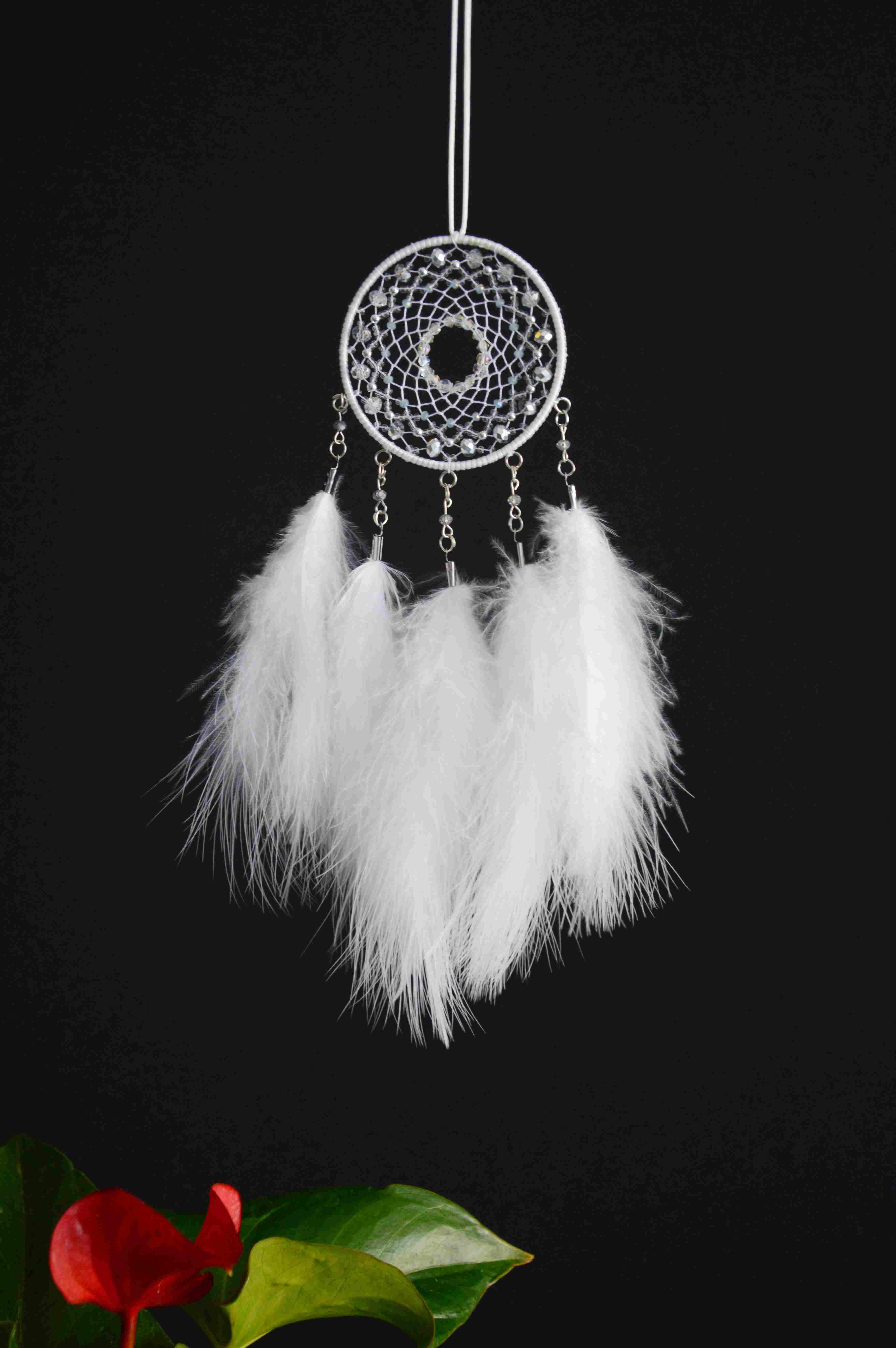 Buy white fluffy little dream catcher online |midnight-catchers.com